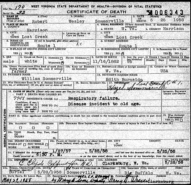 Robert Wesley Sommerville - Ida Belle Richards