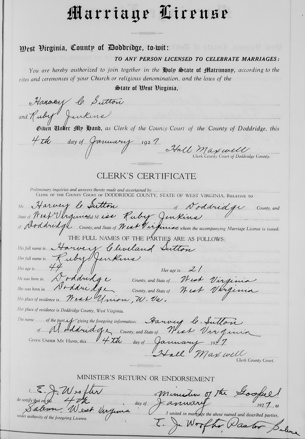 Harvey Cleveland Sutton - Ruby V. Jenkins